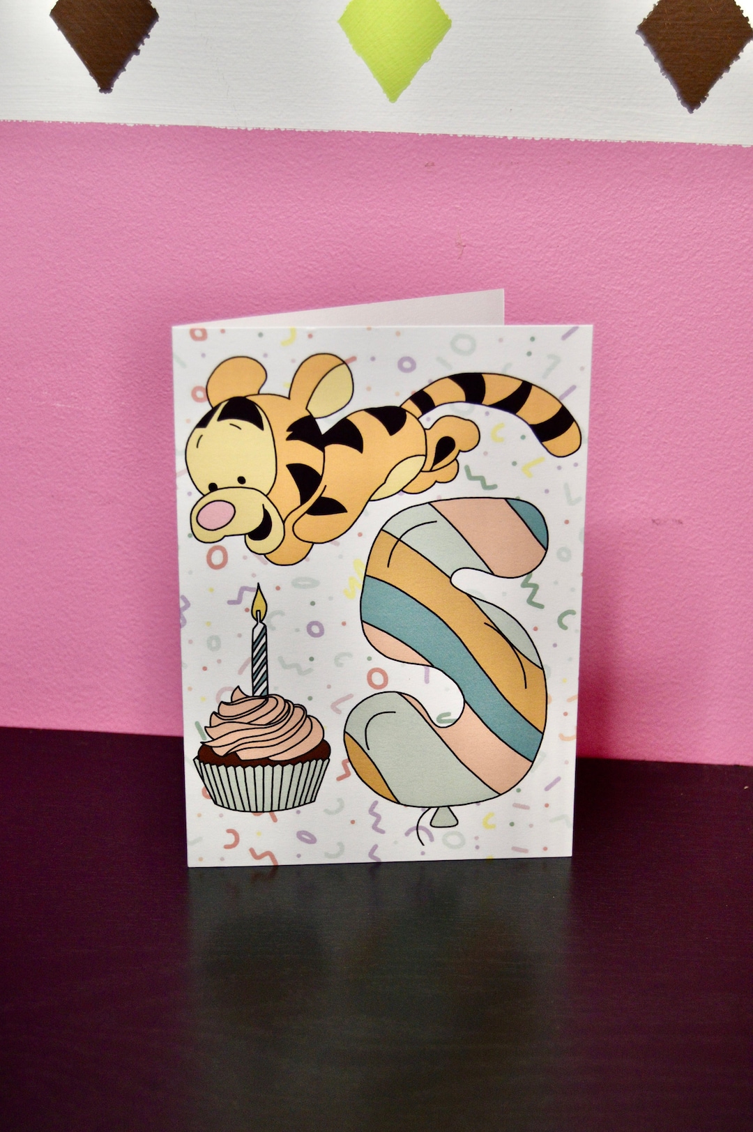 Tigger With A Cupcake and Balloon - Birthday Greeting Card - Birthday ...
