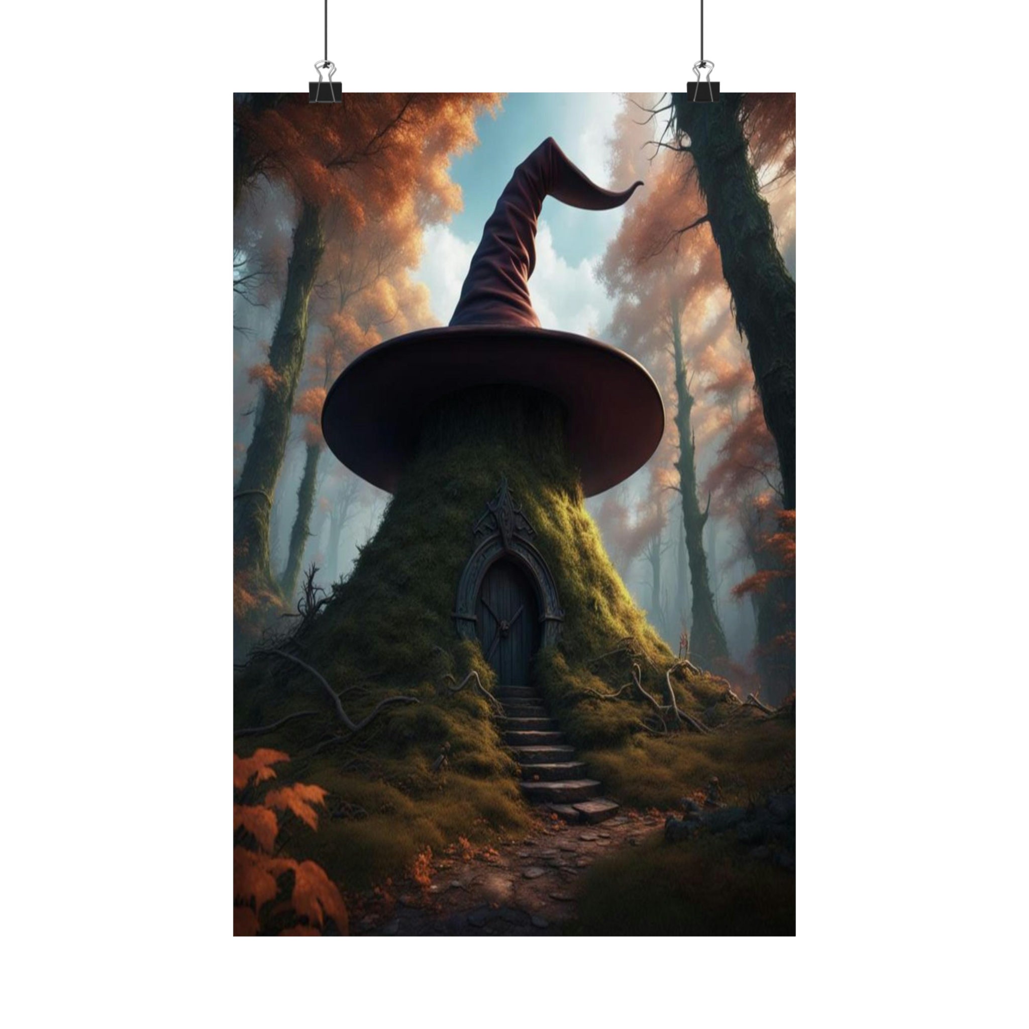 Forest House Poster Enchanted Witch Hat House in the Forest - Etsy