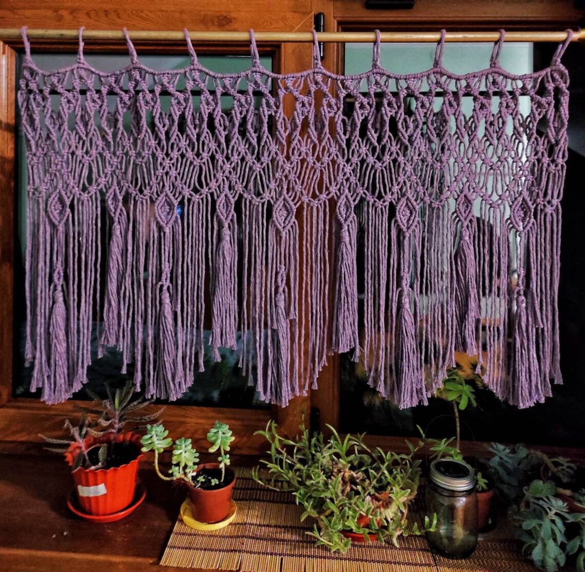 Decor Macrame Curtainbanner Macrame Macrame Wallart. Window - Etsy