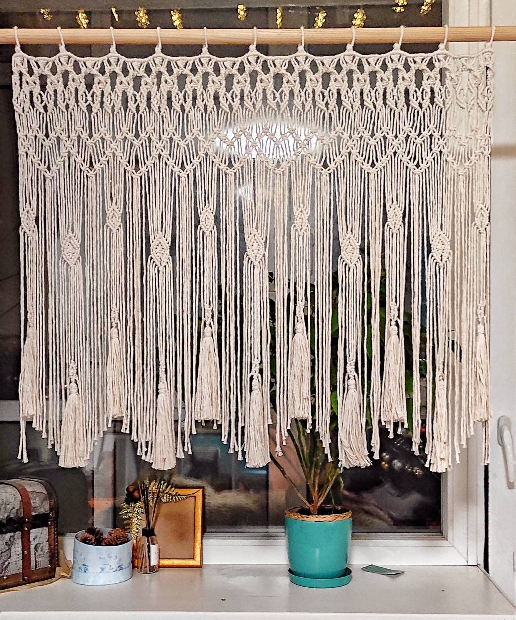 Decor Macrame Curtainbanner Macrame Macrame Wallart. Window - Etsy