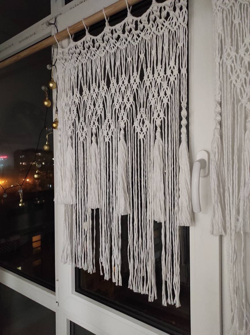 Decor Macrame Curtainbanner Macrame Macrame Wallart. Window - Etsy