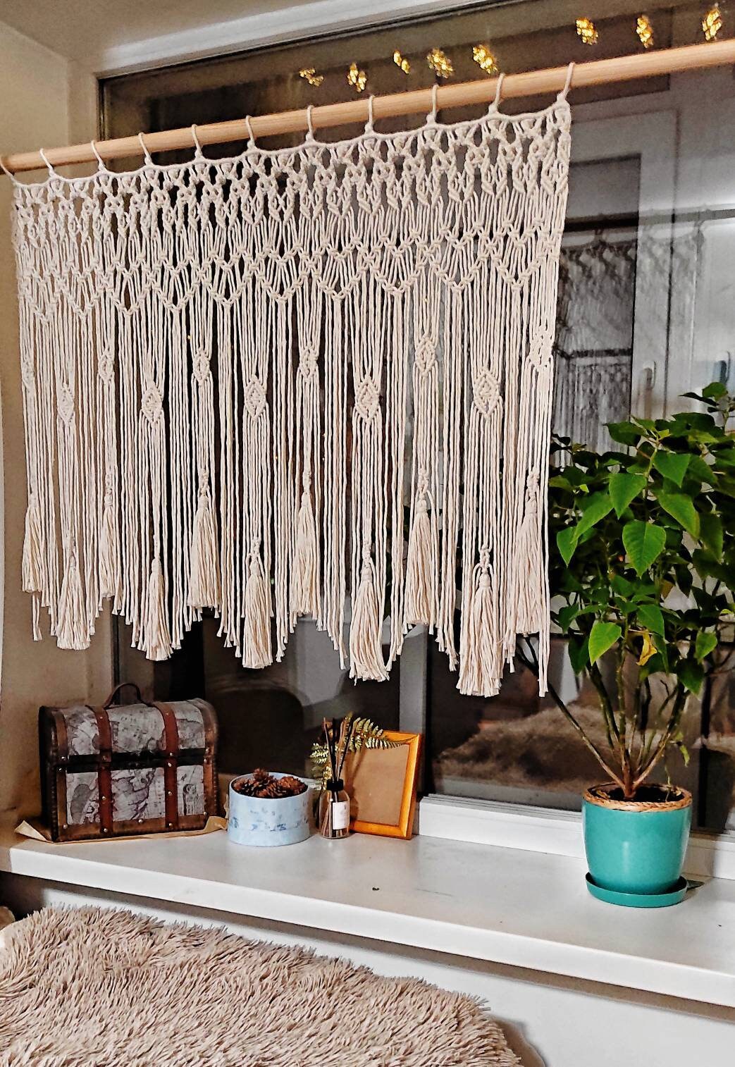 Decor Macrame Curtainbanner Macrame Macrame Wallart. Window - Etsy