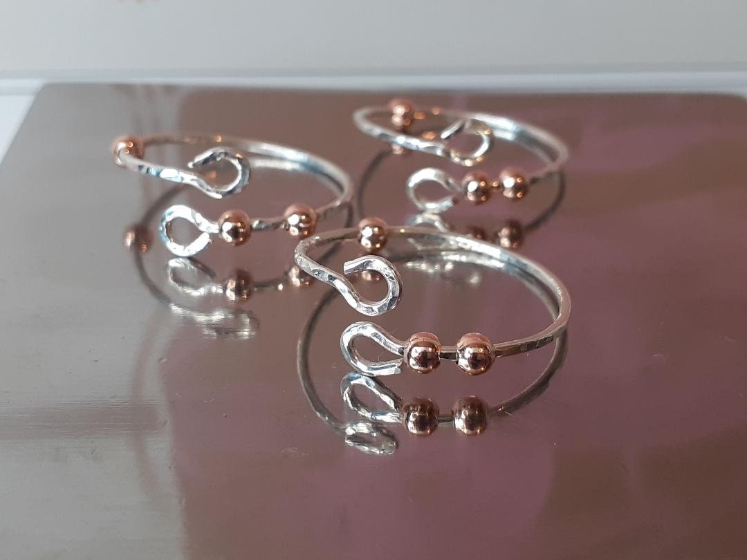 925 Sterling Silver Thumb Fidget ring with 3x Rose Gold plated | Etsy