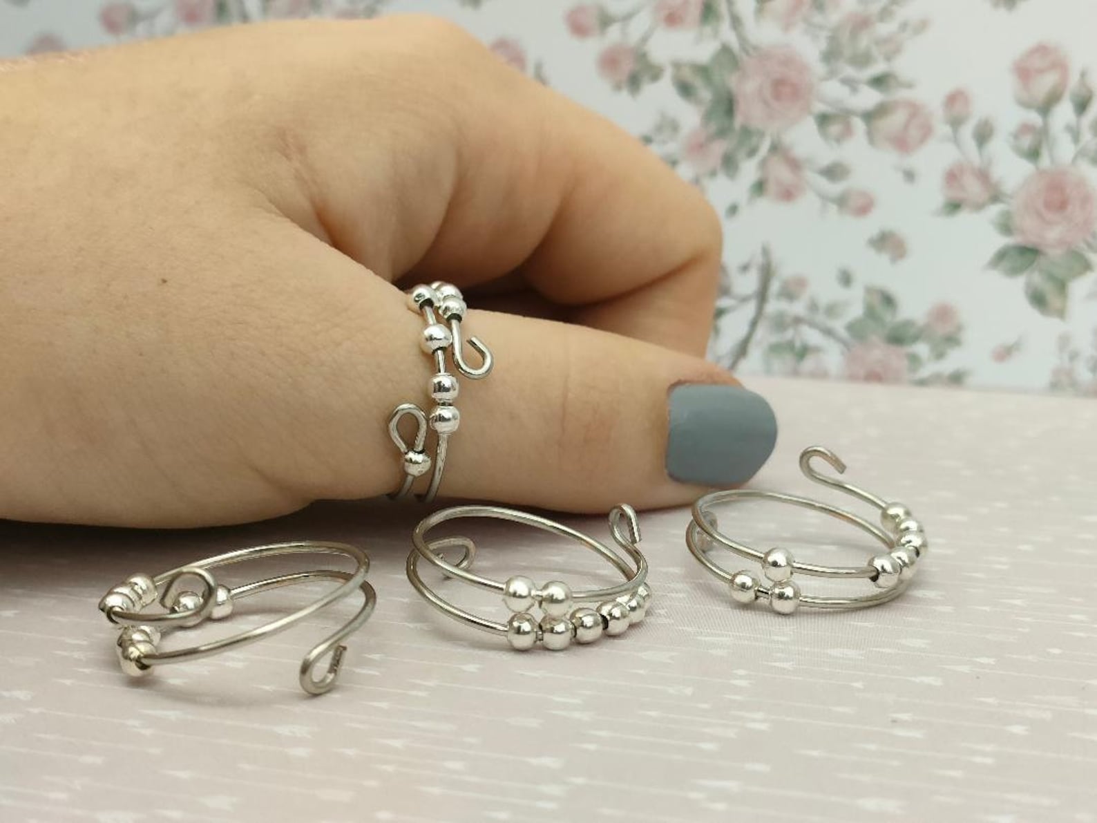 Thumb Fidget Ring Anxiety Ring With Silver Colour Balls 1x | Etsy