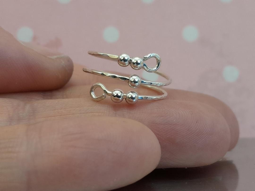 Fidget Thumb Ring 925 Sterling Silver Wire & Balls Hand - Etsy UK