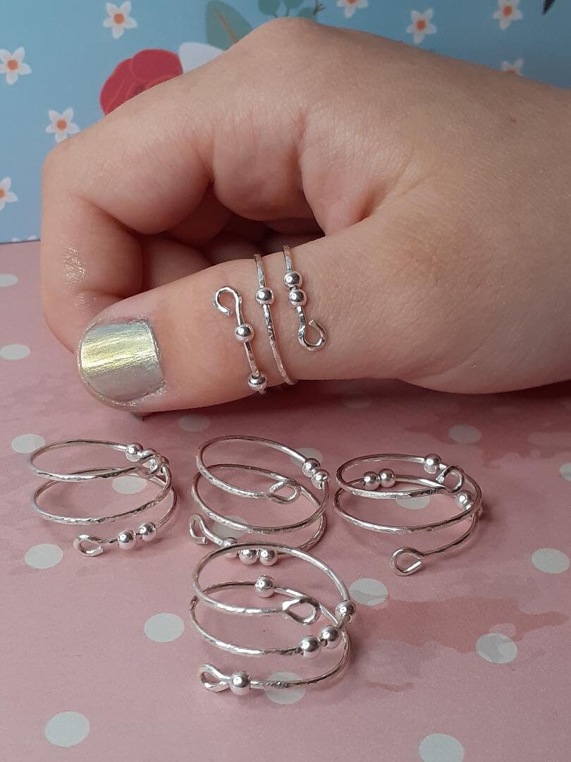 Fidget Thumb Ring 925 Sterling Silver Wire & Balls Hand - Etsy UK