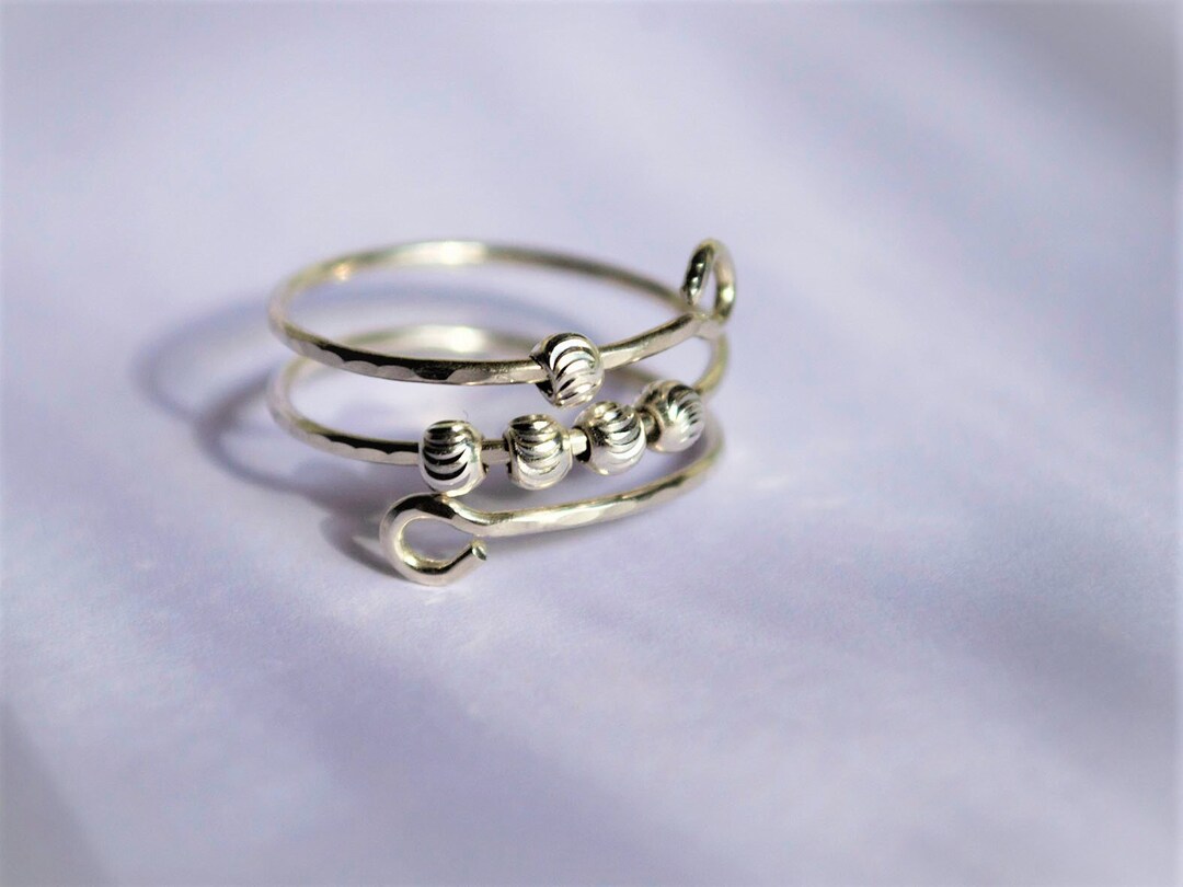 925 Silver Thumb Fidget Ring, Anxiety Ring, Skin Picking Ring With 5x ...