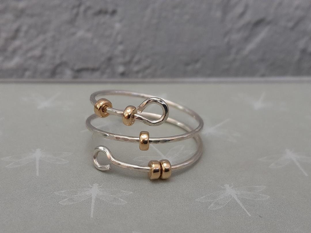 925 Silver Thumb Fidget Ring 5x 14k Gold Donut Beads Anxiety - Etsy UK