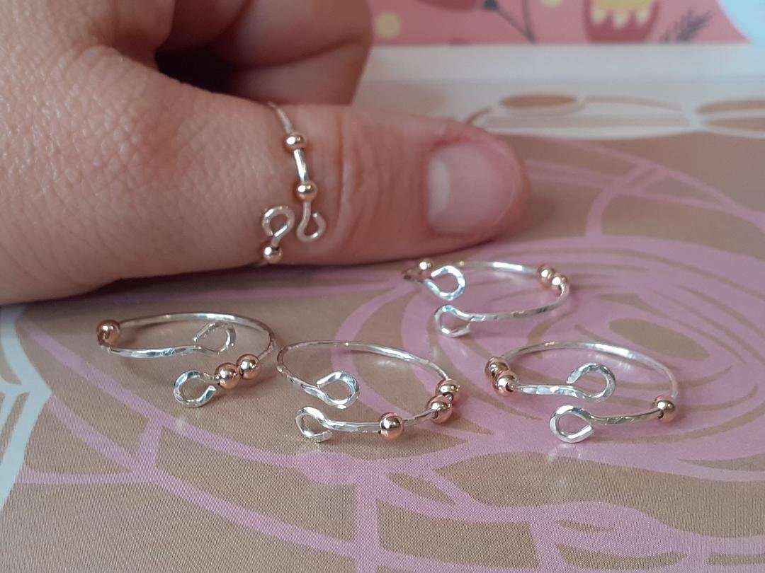 925 Sterling Silver Thumb Fidget ring with 3x Rose Gold plated | Etsy