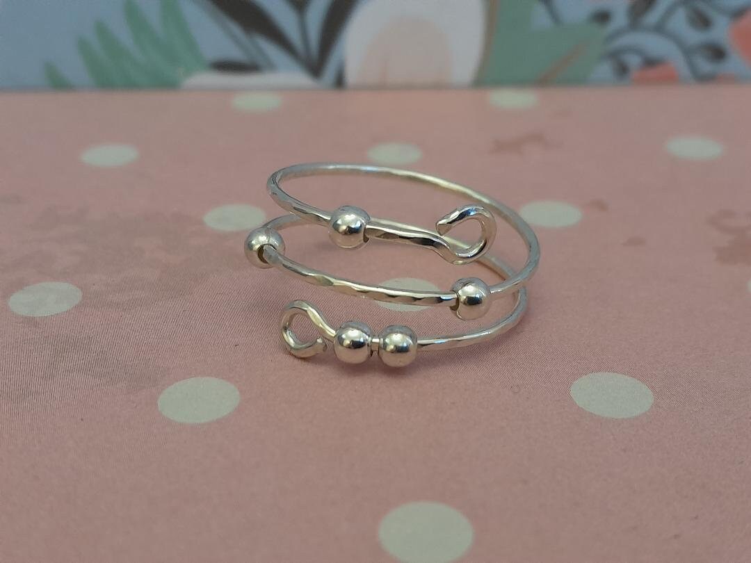 Fidget Thumb Ring 925 Sterling Silver Wire & Balls Hand - Etsy UK