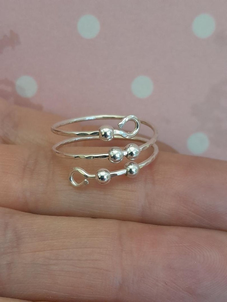 Fidget Thumb Ring 925 Sterling Silver Wire & Balls Hand | Etsy UK