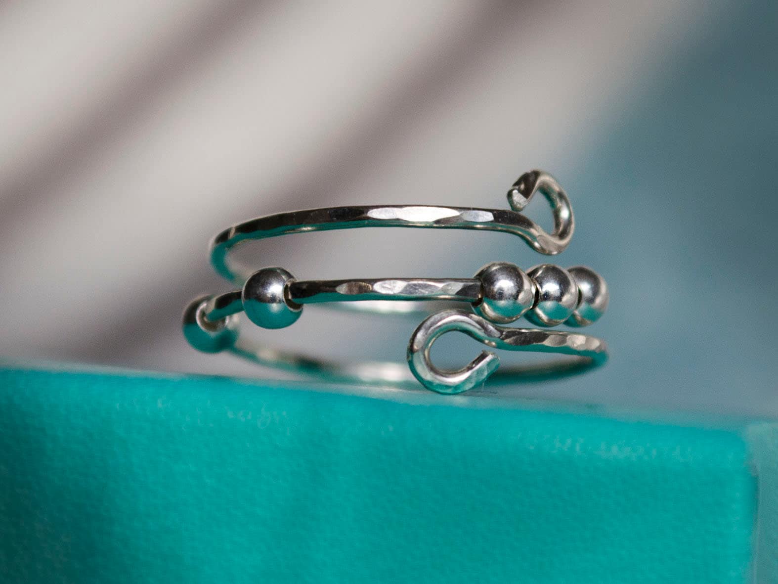 Fidget Thumb Ring 925 Sterling Silver Wire & Balls Hand - Etsy UK