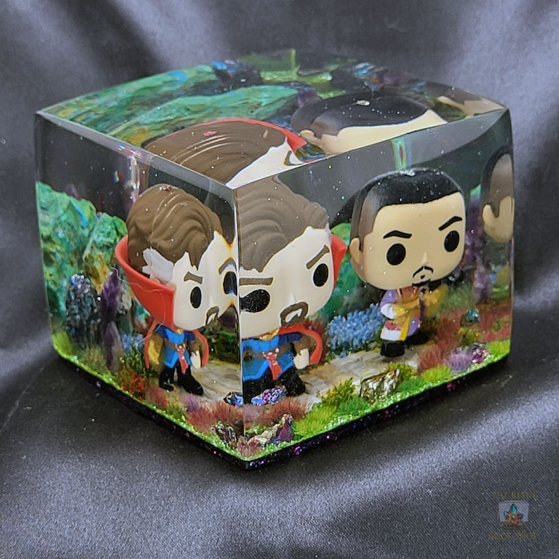 Dr Strange & Wong Funko Pop Custom Funko Diorama Resin Cube, Marvel MCU ...