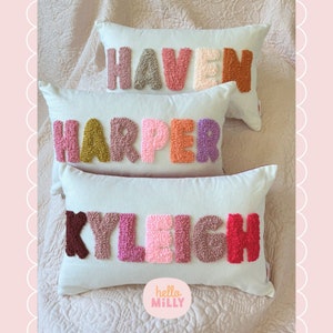 Personalised Punch Needle Decorative Cushion | Kids Room Decor Name ...