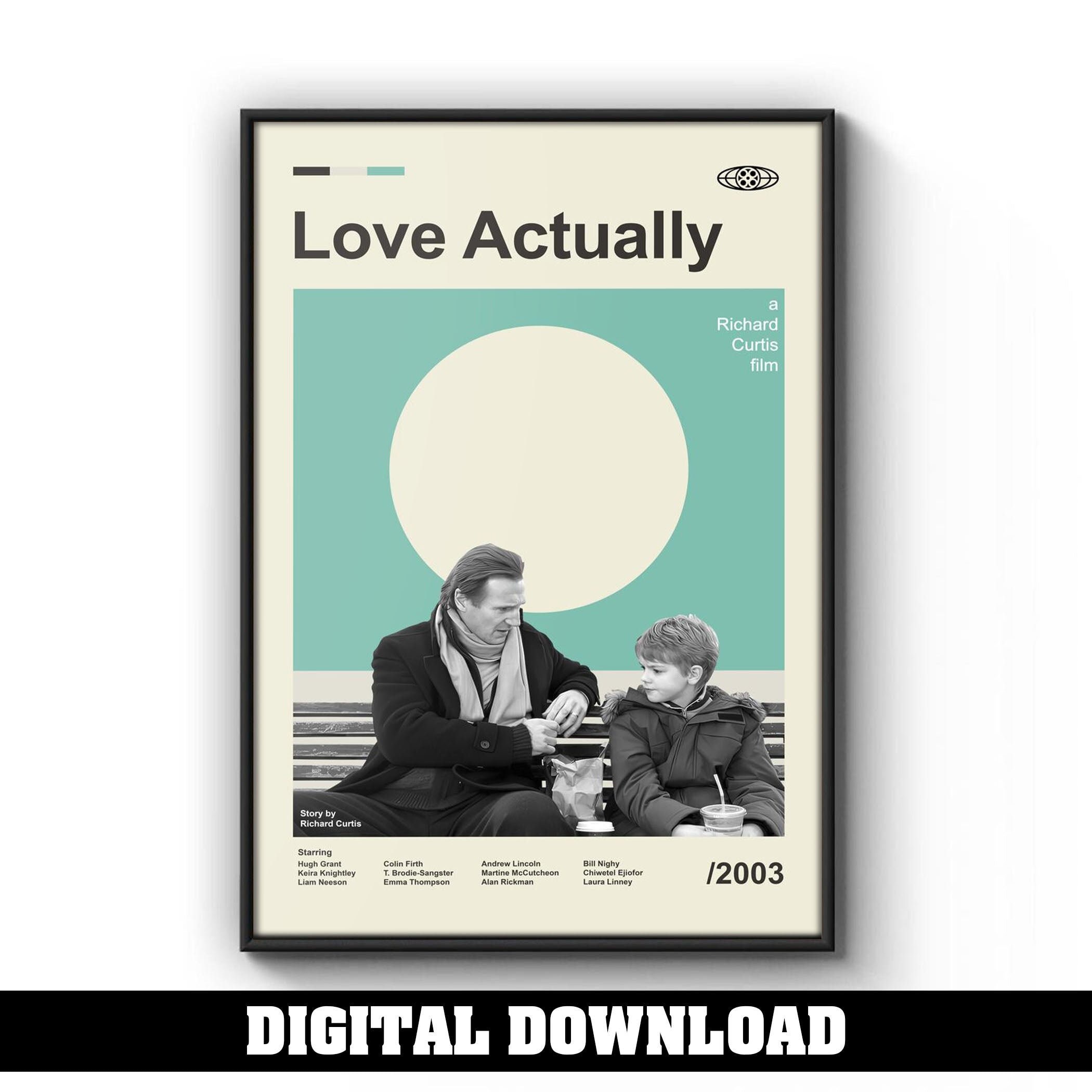 Mid Century Modern Love Actually Poster Digital Print, Custom Movie ...