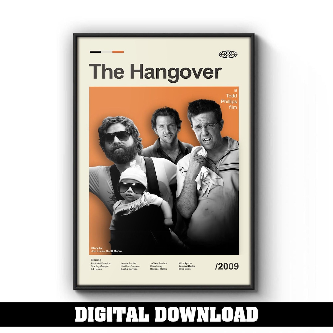 Mid Century Modern the Hangover Poster Digital Print, Custom Movie Wall ...