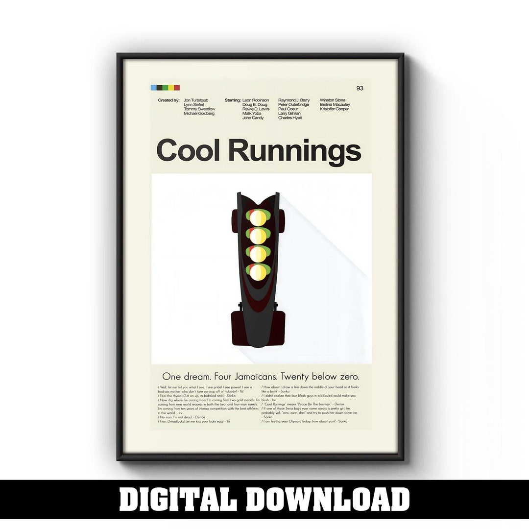 Mid Century Modern Cool Runnings Poster Digital Print, Custom Movie ...