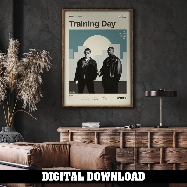 Mid Century Modern Training Day Poster Digital Print, Custom Movie Wall ...