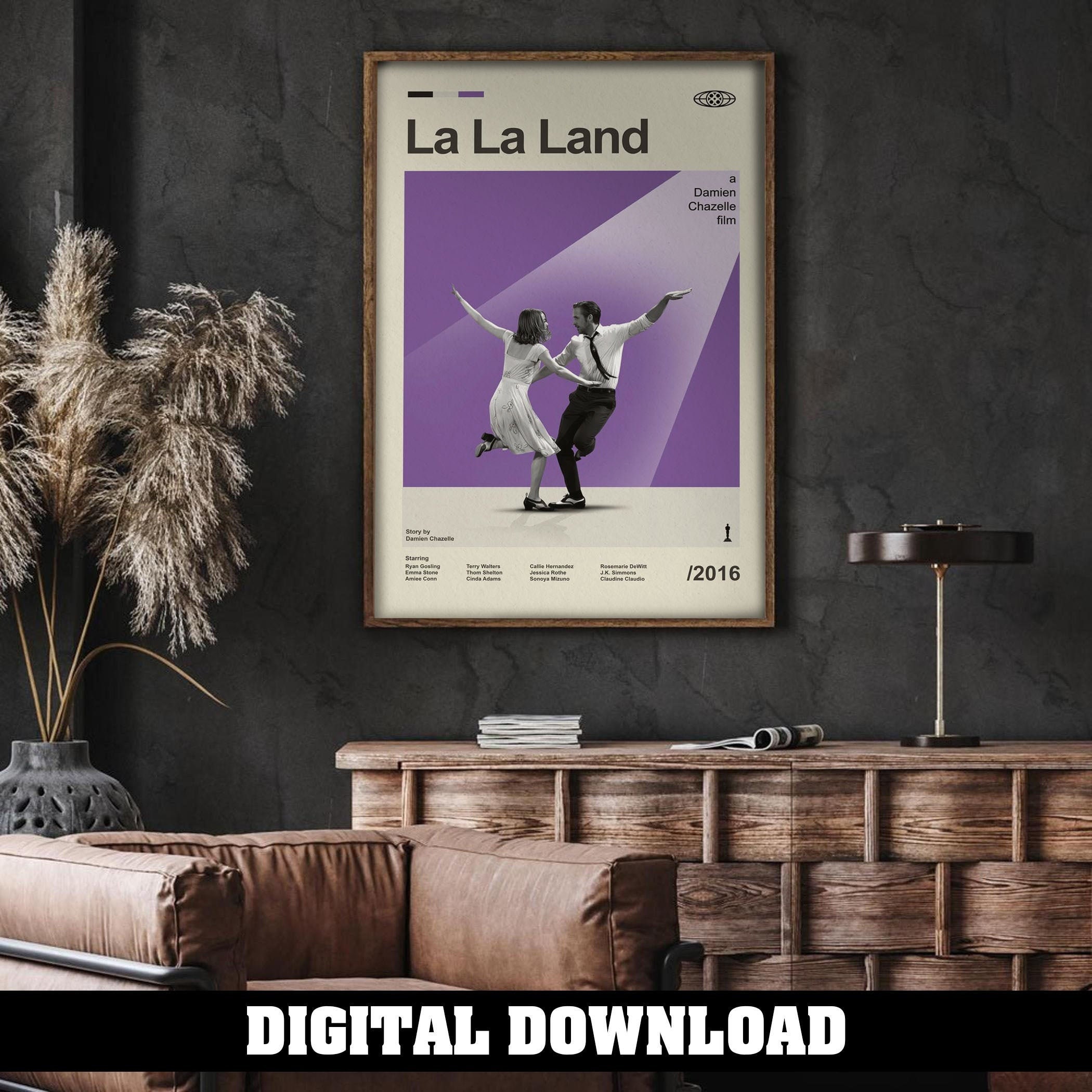 Mid Century Modern La La Land Poster Digital Print, Custom Movie Wall ...