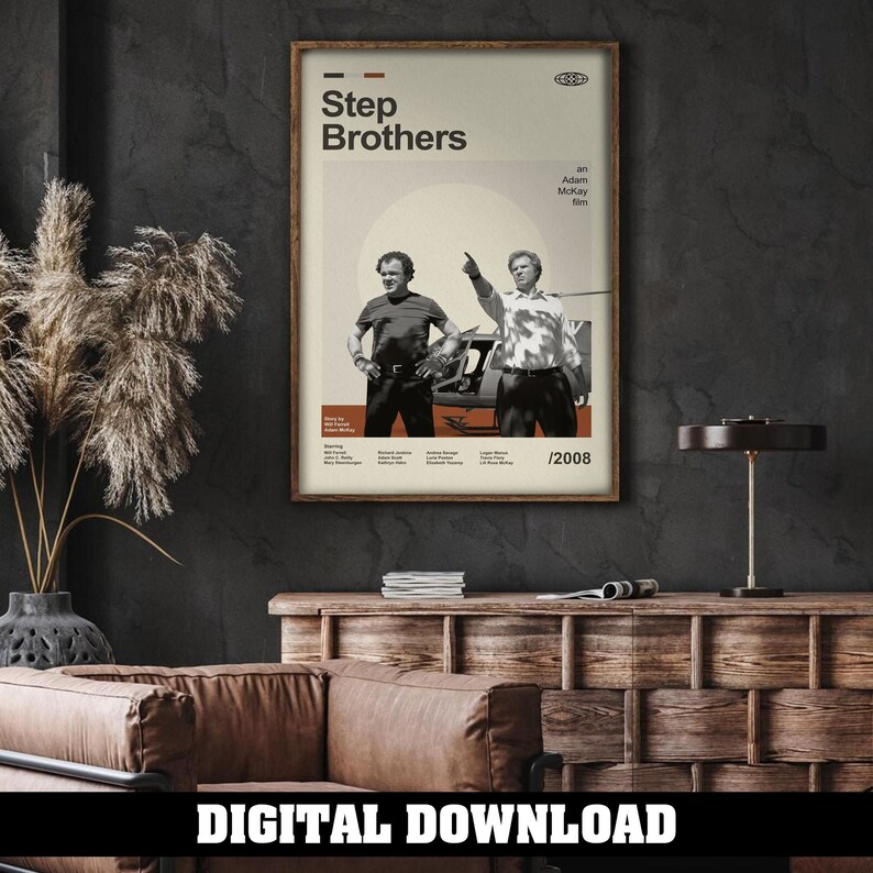 Mid Century Modern Step Brothers Poster Digital Print, Custom Movie ...