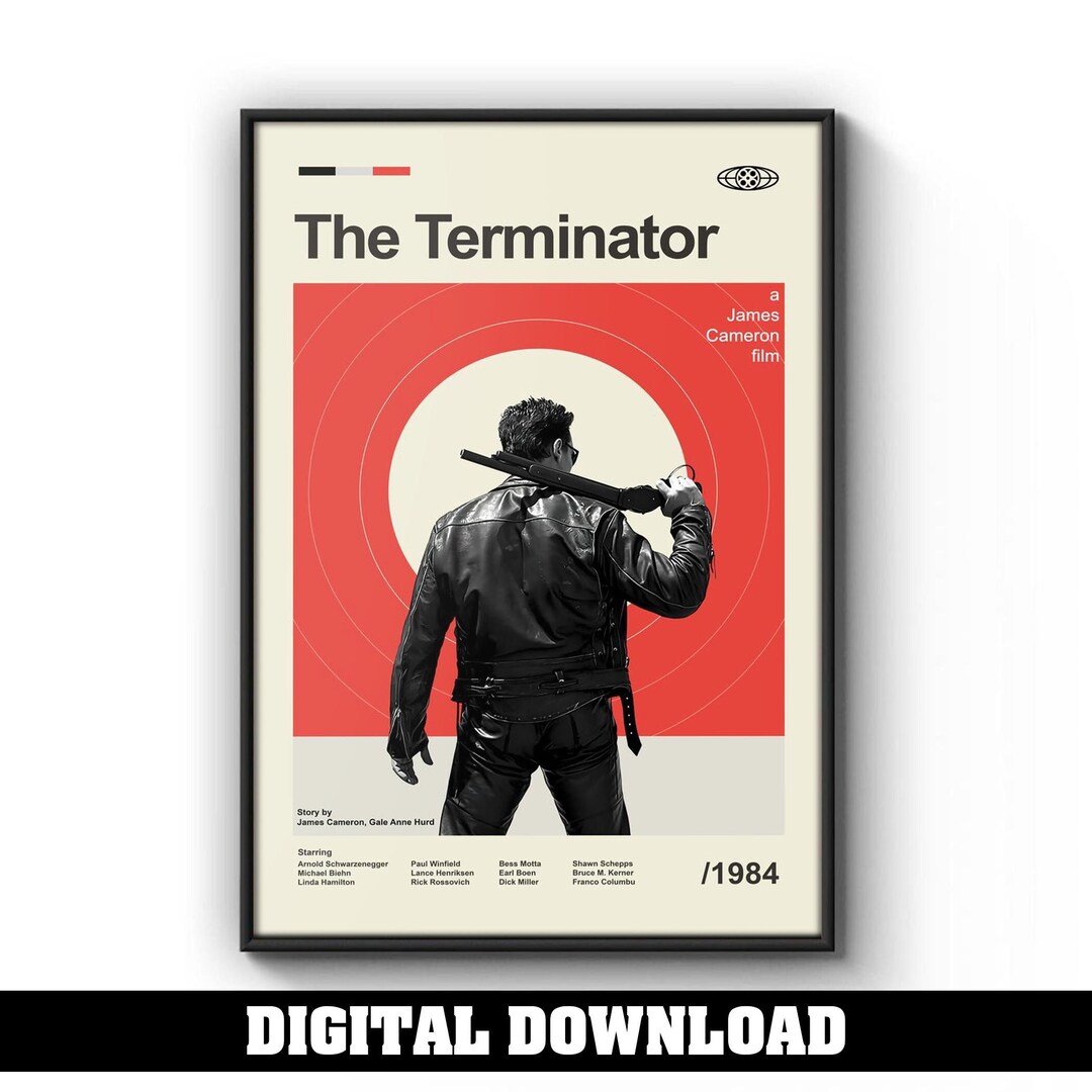 Mid Century Modern the Terminator Poster Digital Print, Custom Movie ...