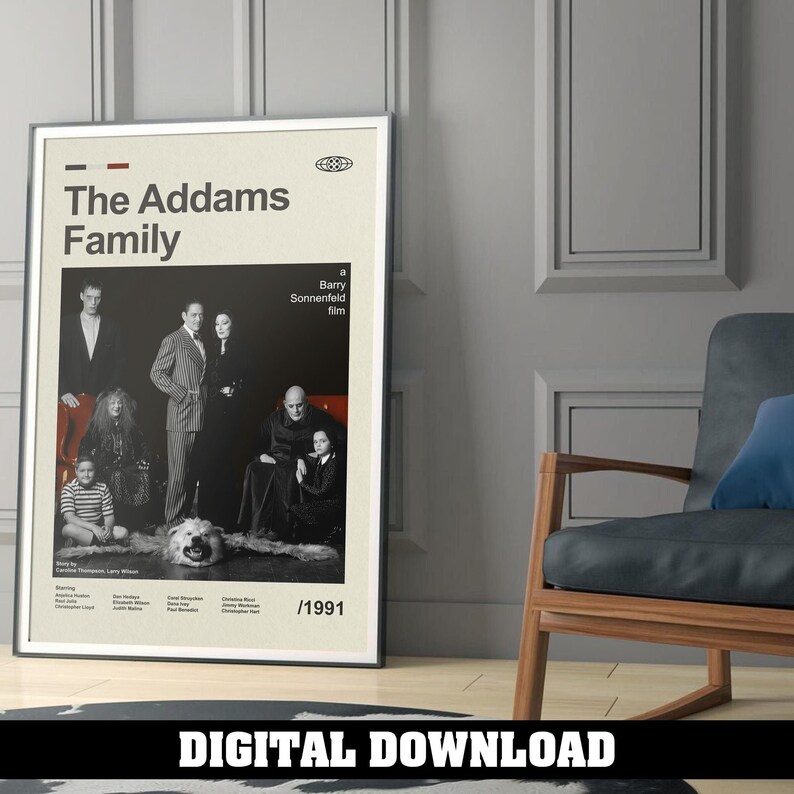 Mid Century Modern the Addams Family Poster Digital Print, Custom Movie ...