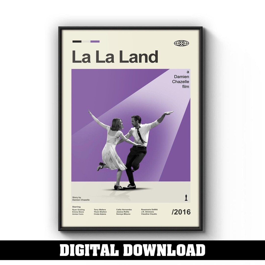 Mid Century Modern La La Land Poster Digital Print, Custom Movie Wall ...