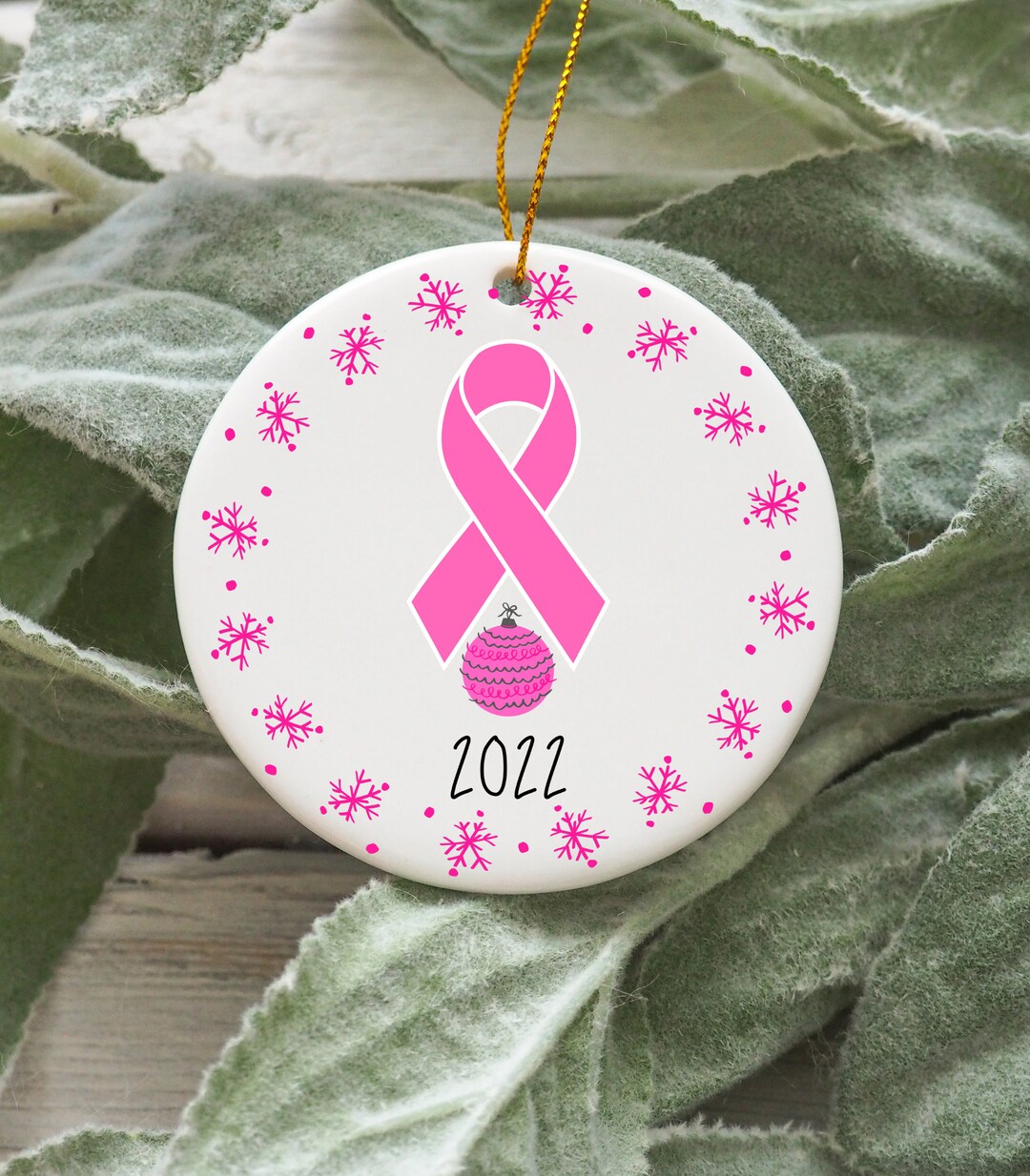 2024 Custom Pink Ribbon Breast Cancer Survivor Christmas Ornament Gifts ...