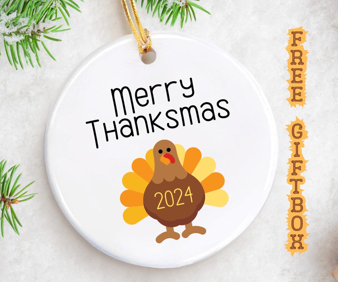 Merry Thanksmas Turkey Ornament, Personalized, Funny Thanksgiving ...