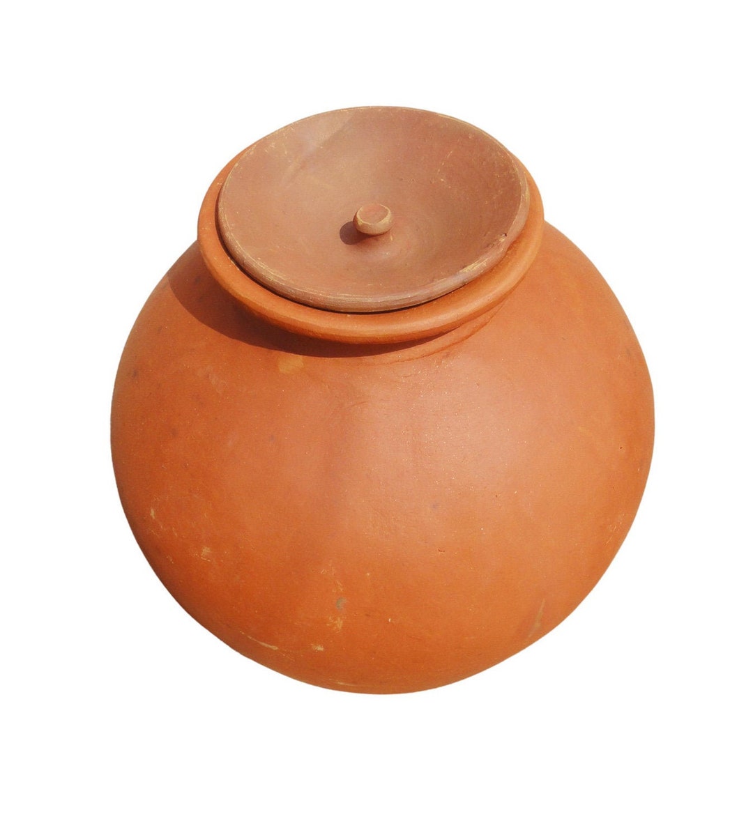 Traditional Pure Natural Clay Water Pot With Lid, for Drinking Water ...