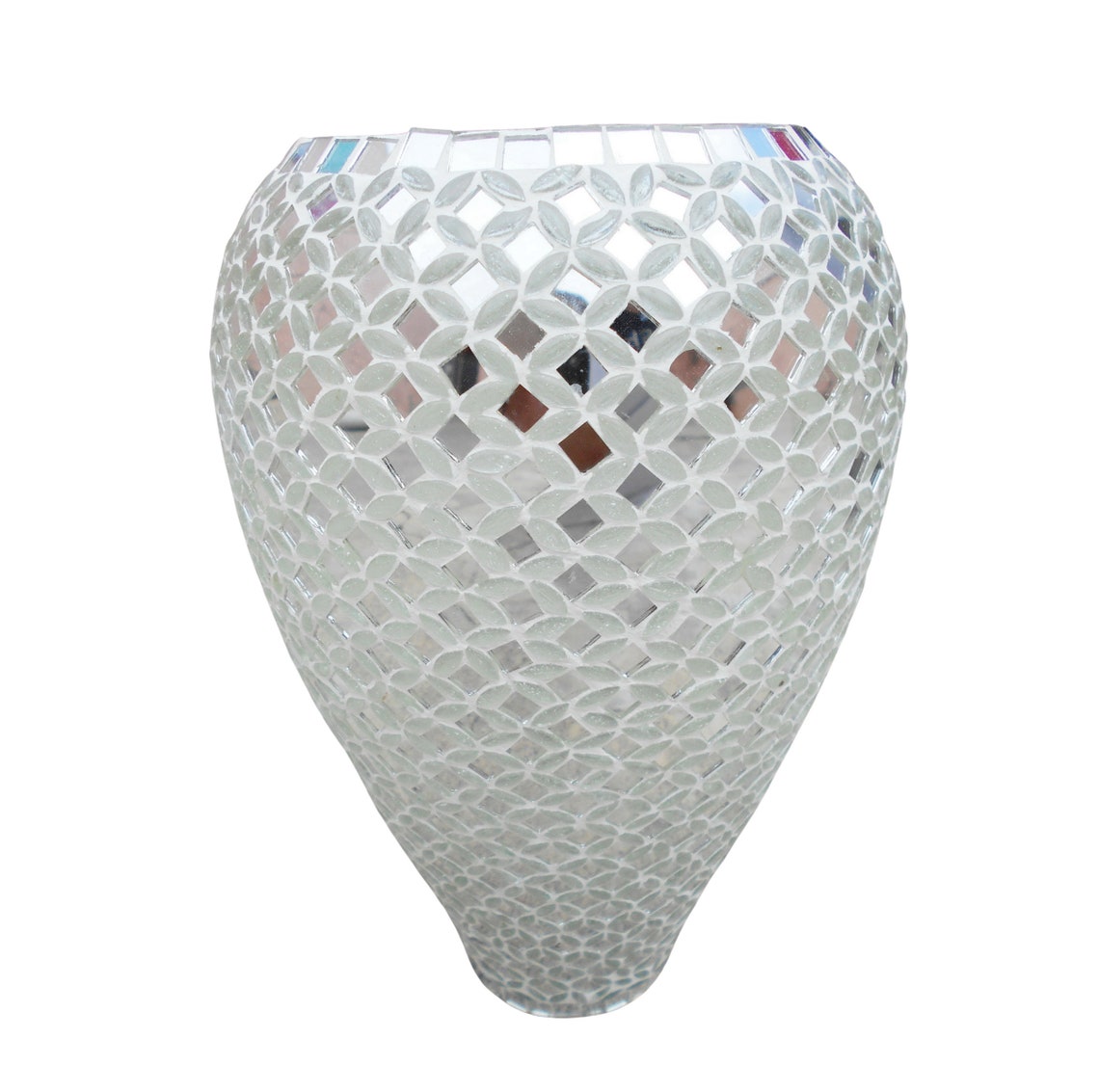 12 Mirror Silver Mosaic Vase Handmade Vase for Living | Etsy