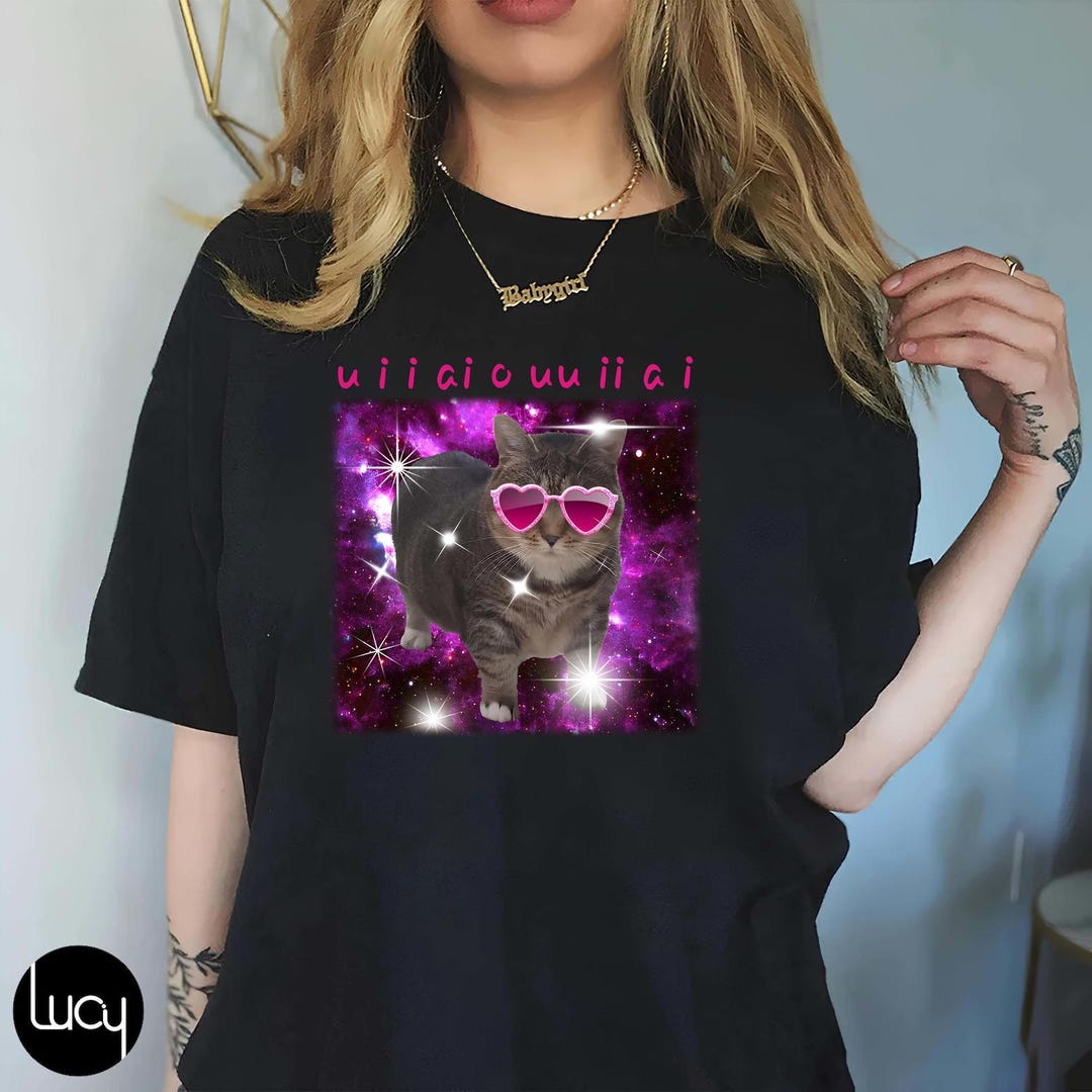 Funny Cat U I I Ai O Uu Ii a I Shirt, Funny Viral Spining Cat Meme ...