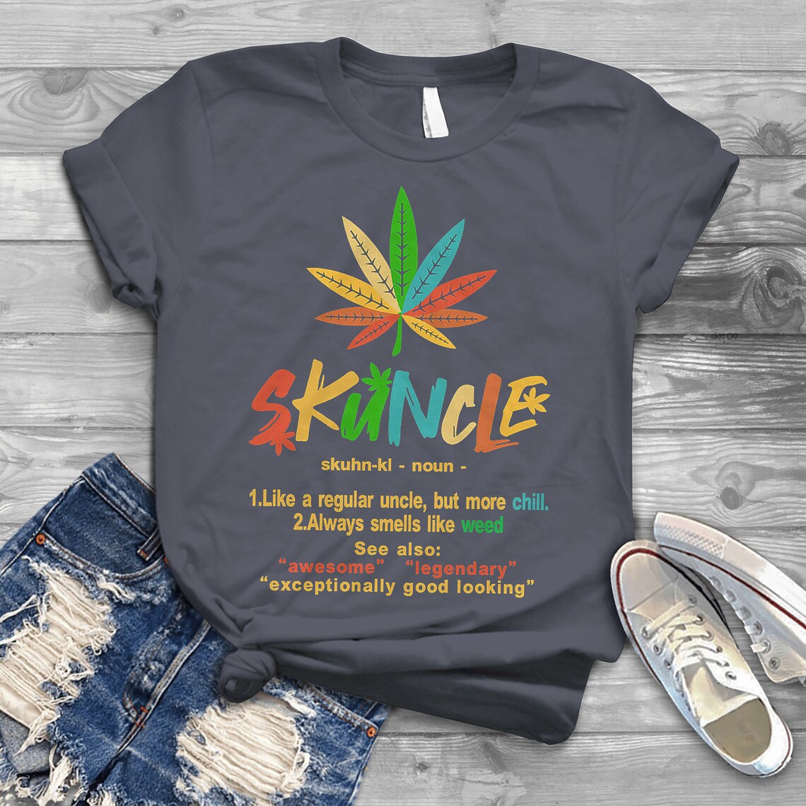 Weed Skuncle Definition Father Uncle Gift Tee Vintage T-Shirt | Etsy