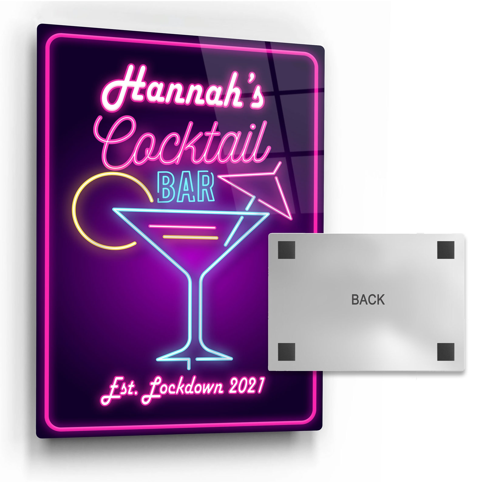 Personalised Cocktail Bar Sign. Neon Retro Vintage Print on - Etsy UK