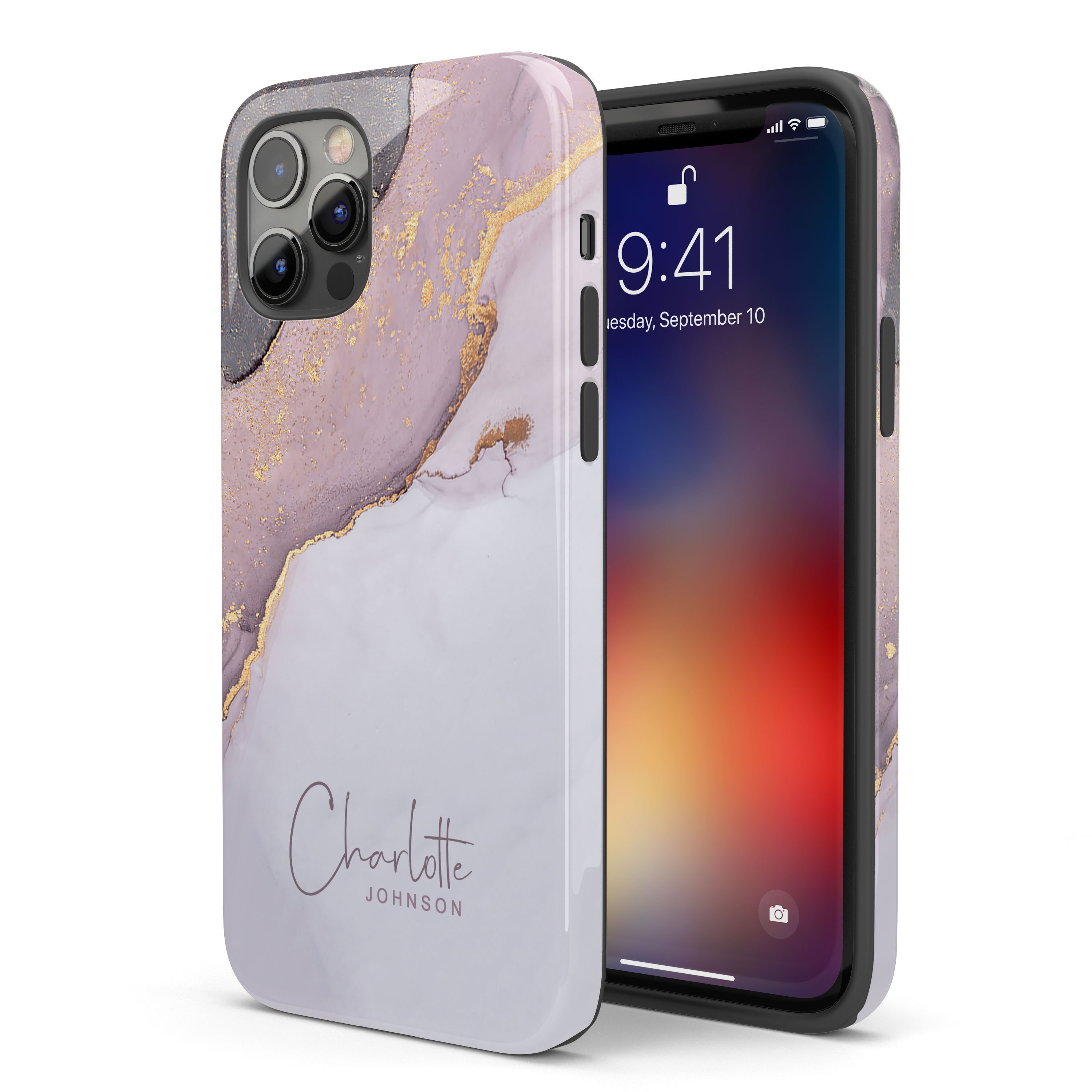 Personalised Signature Name & Surname Marble Phone Case Compatible With ...