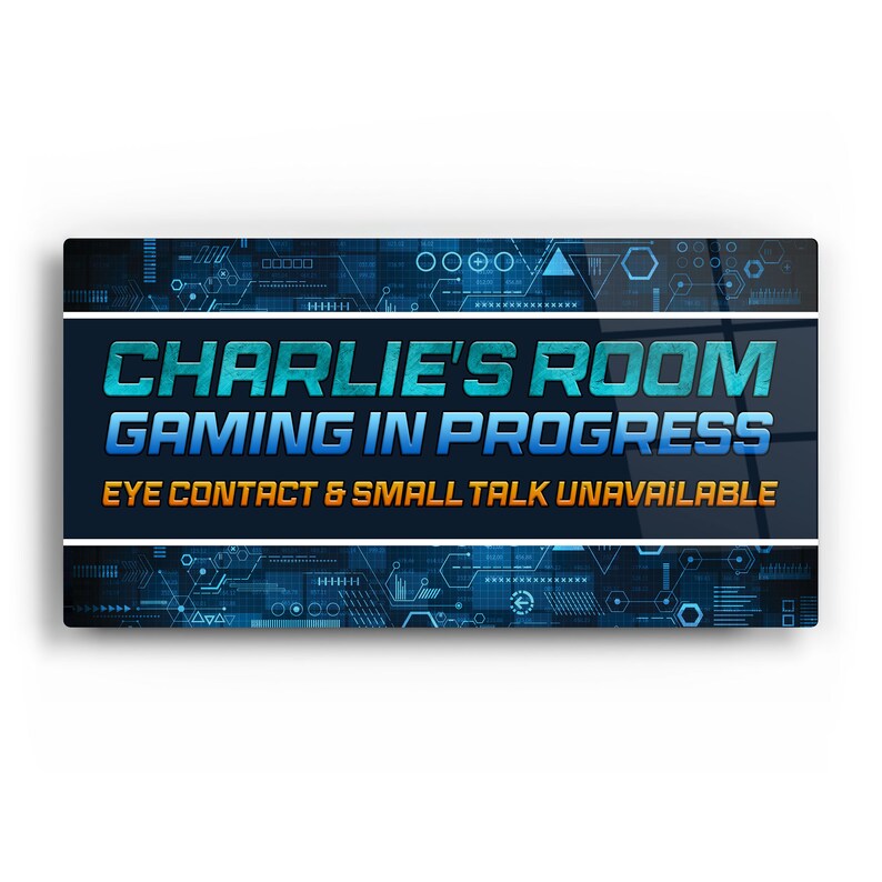 Personalised Gloss Metal Gamer Room Sign. Boy or Girl Gaming Bedroom ...