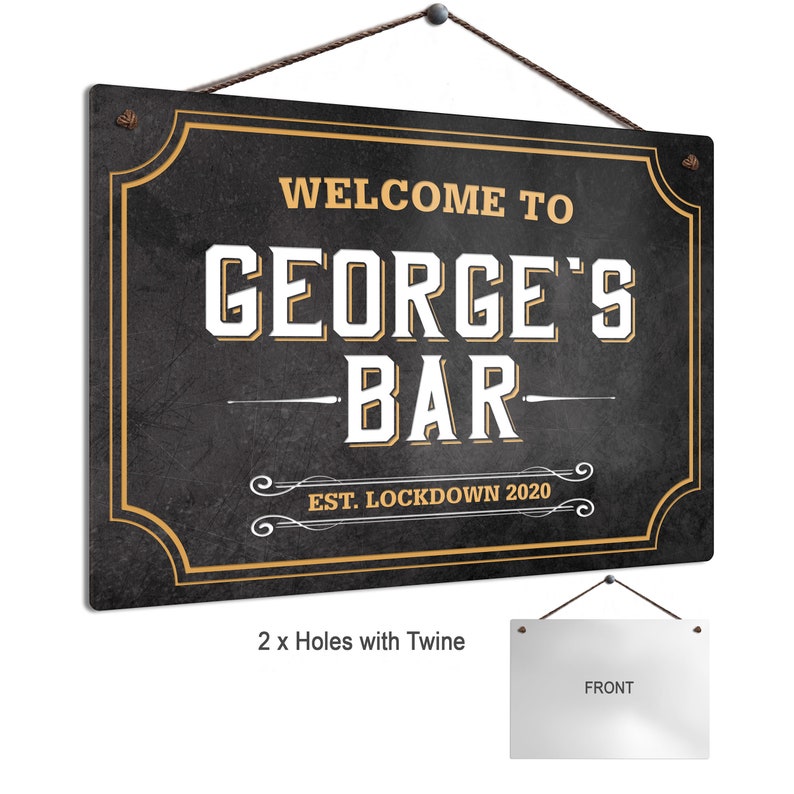 Personalised Welcome Bar Sign with Rustic Black Chalk Board | Etsy