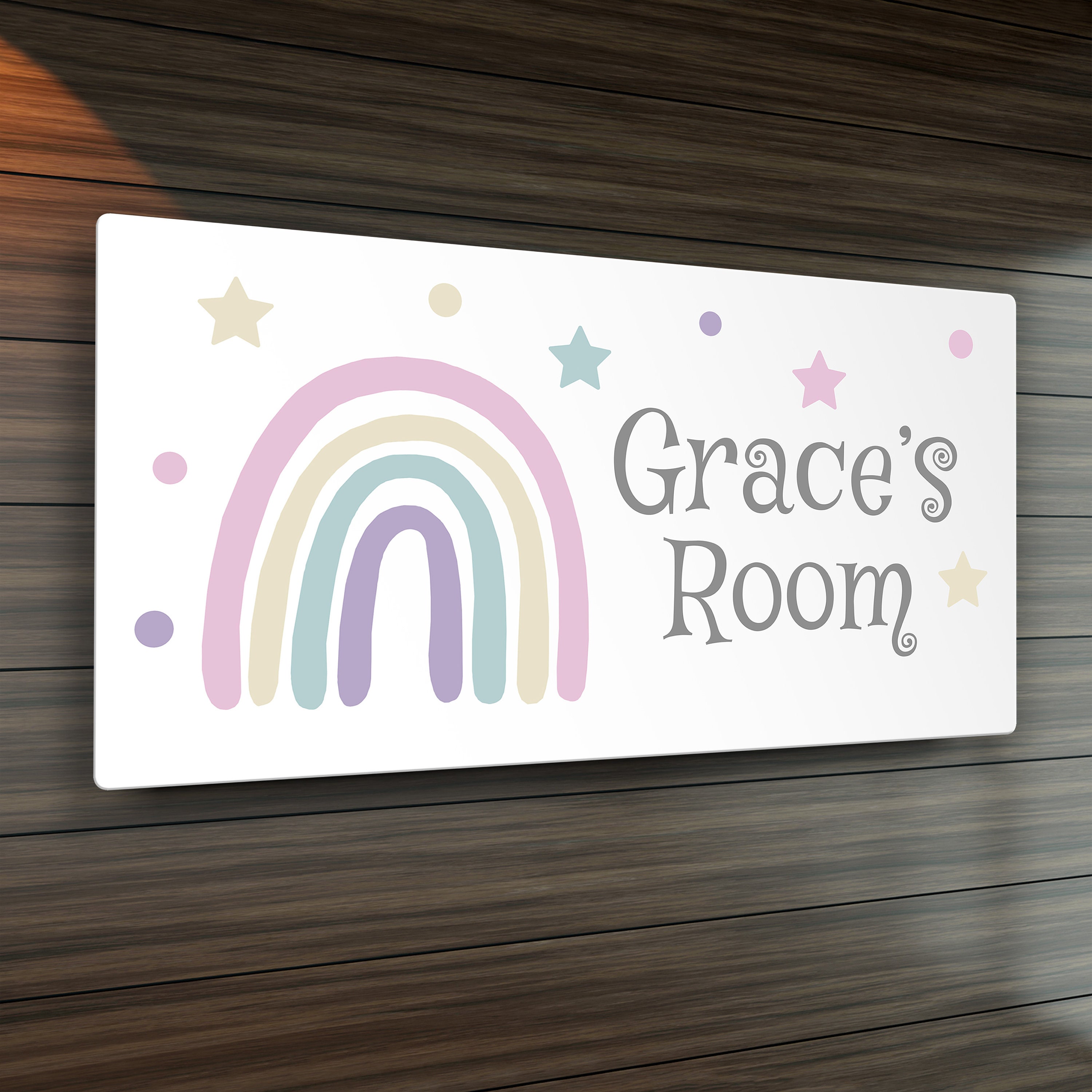 Personalised Room Sign With Childs Name Pastel Rainbow - Etsy UK