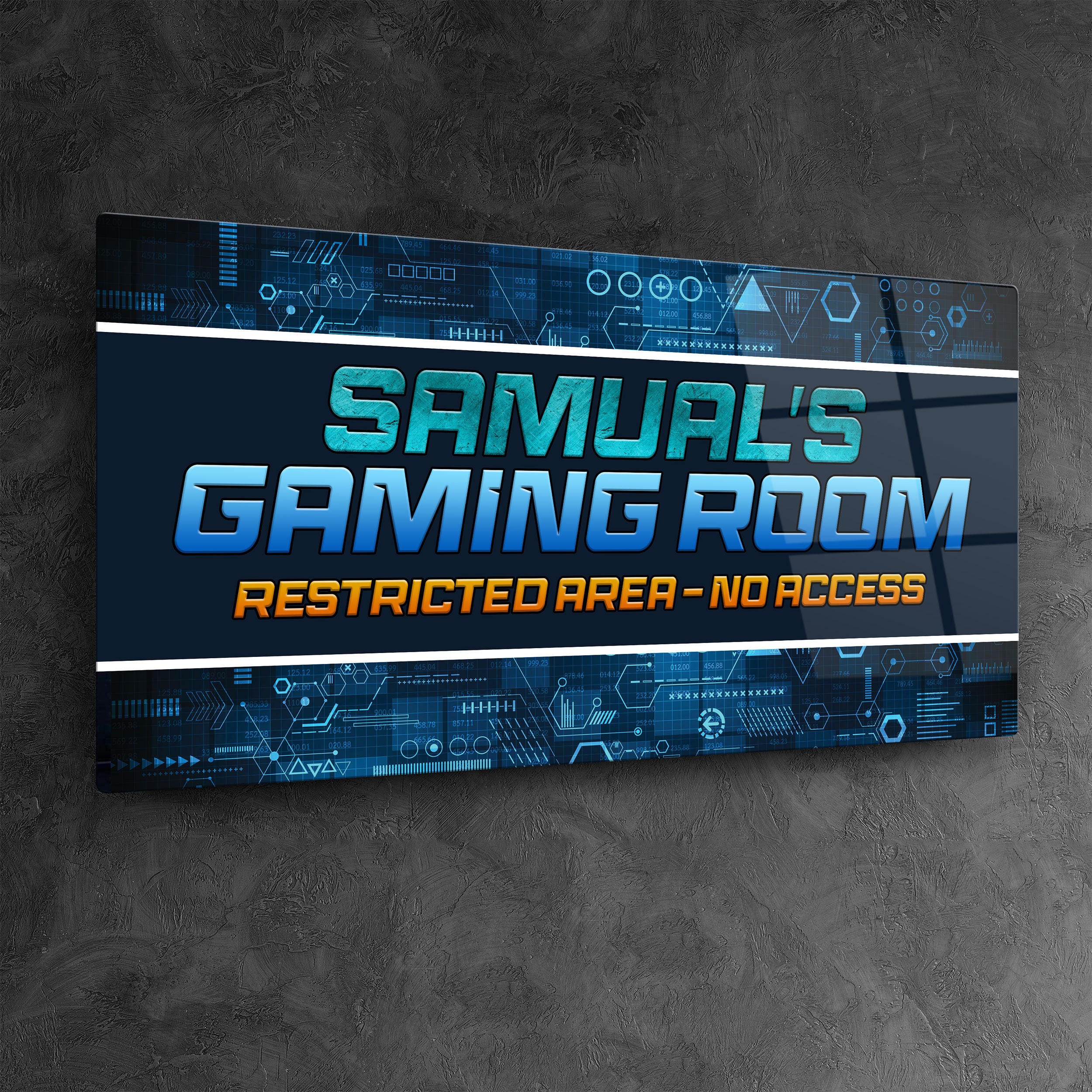 Personalised Gloss Metal Gamer Room Sign. Boy or Girl Gaming Bedroom ...