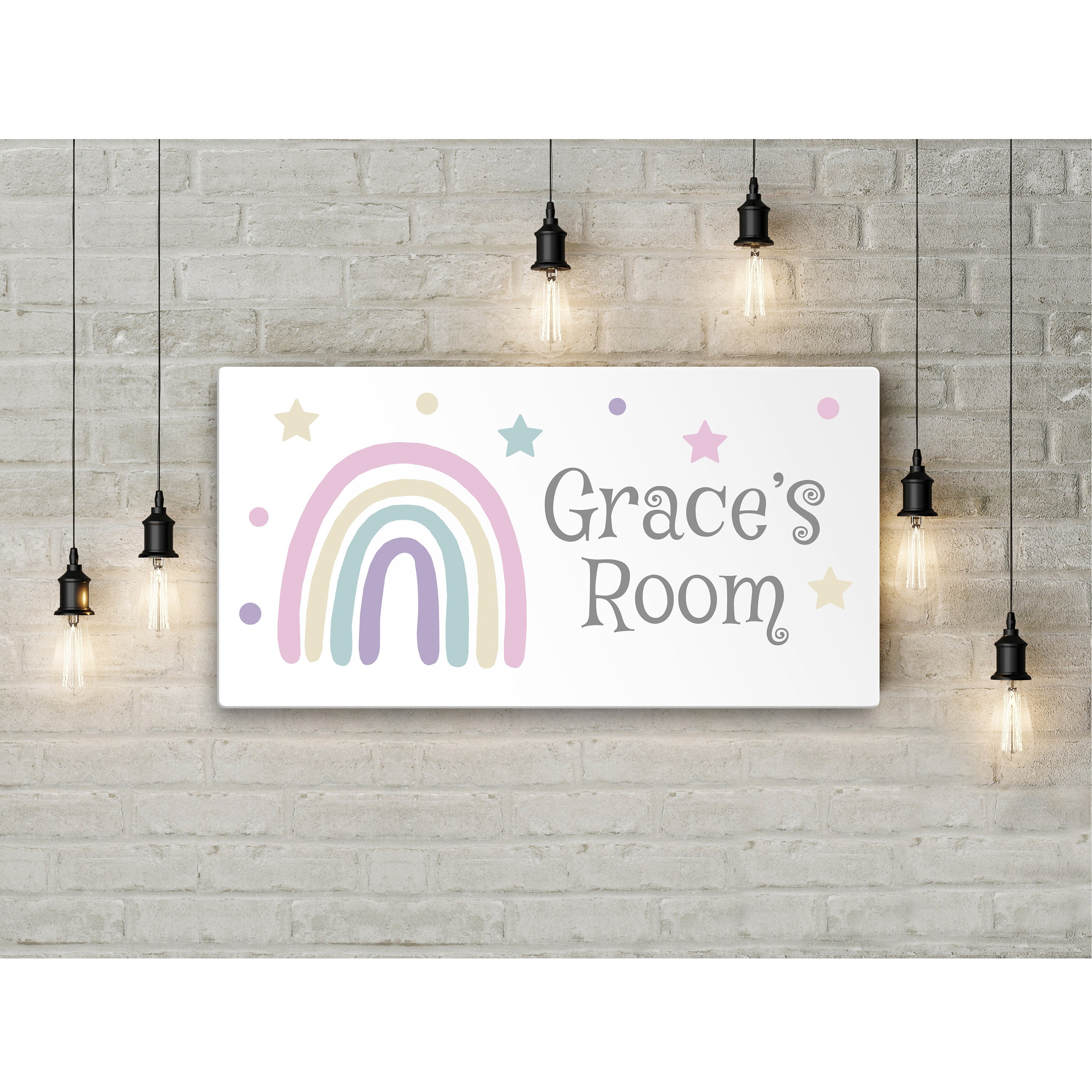 Personalised Room Sign With Childs Name Pastel Rainbow - Etsy UK