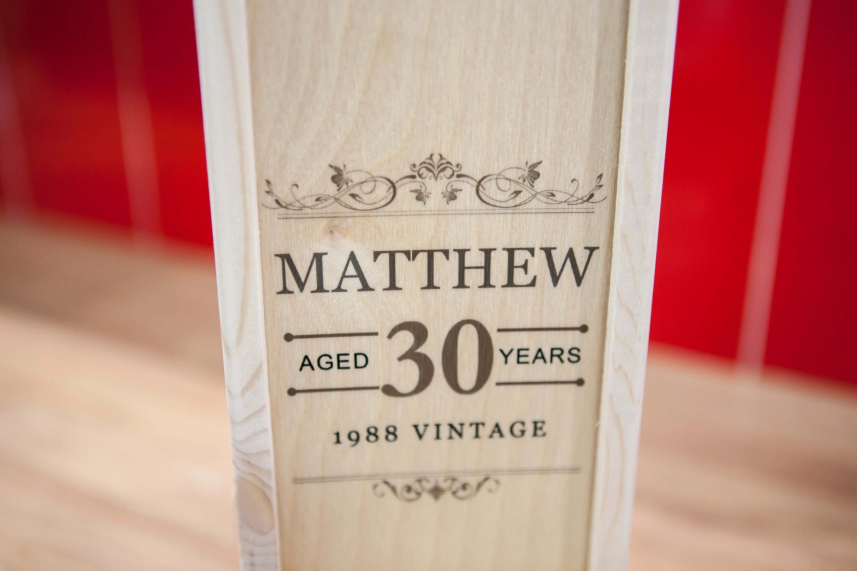 Personalised Wooden Wine Box With Woolwool Filling and Rope Carry ...