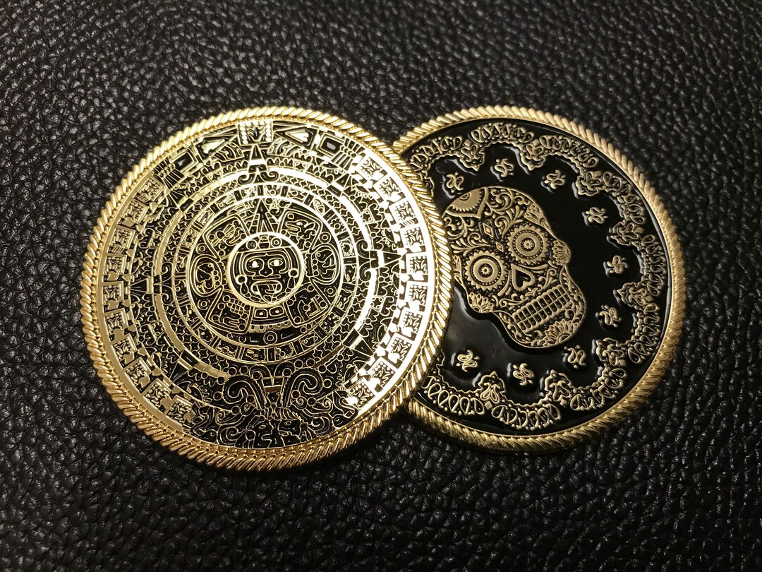Moneda de Oro del Día de los Muertos Calavera de Azúcar / Calendario ...