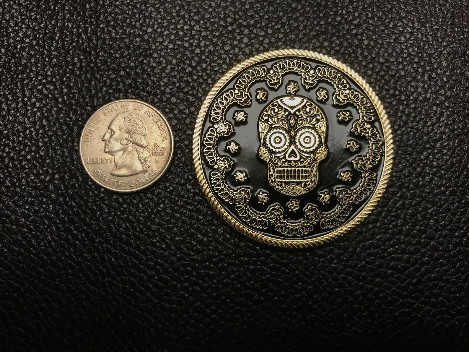 Copper Day of the Dead Coin Sugar Skull / Roses | Etsy