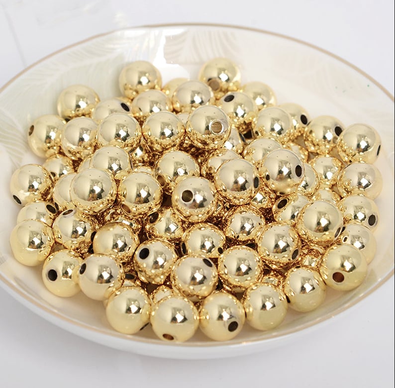 Light Yellow Gold 100 Pcs 14k Polished Golden Beads DIY Beads | Etsy