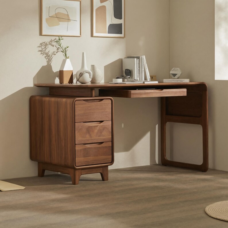 Modern Wooden Writing Desk With Drawers Minimalist Handmade Functional ...