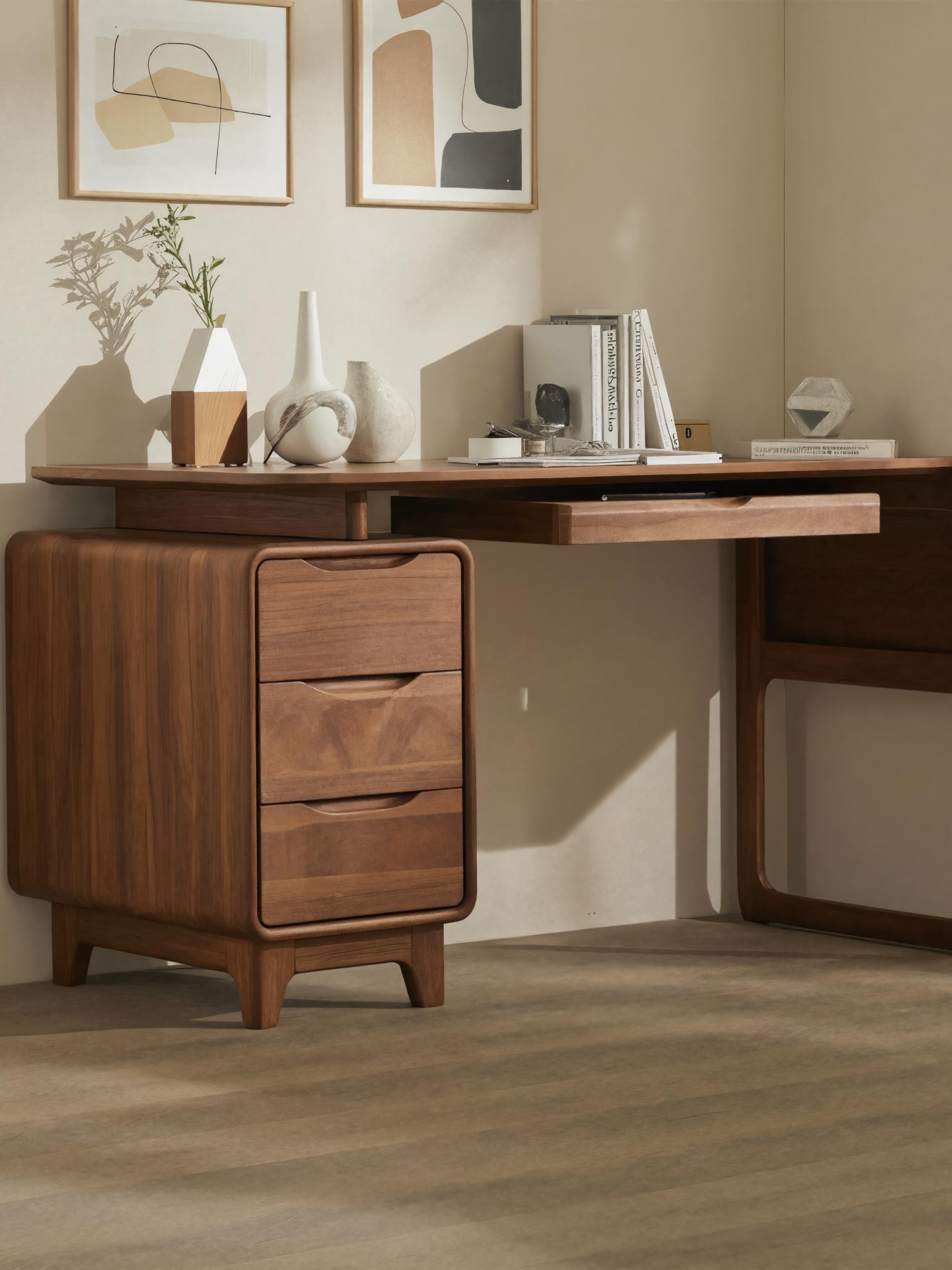 Modern Wooden Writing Desk With Drawers Minimalist Handmade Functional ...