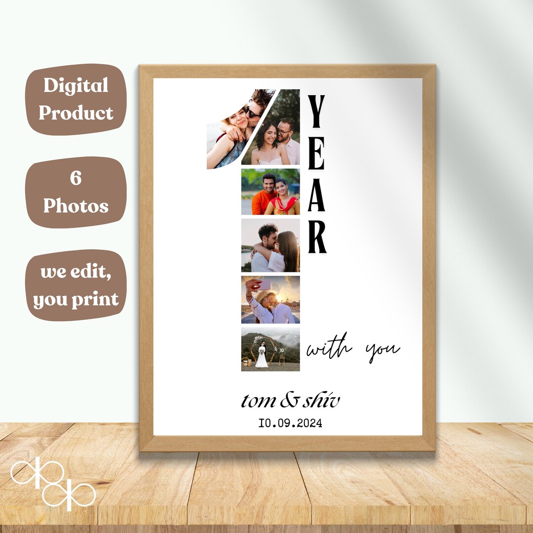 1st Year Anniversary Personalized Collage, First Year Anniversary Gift ...