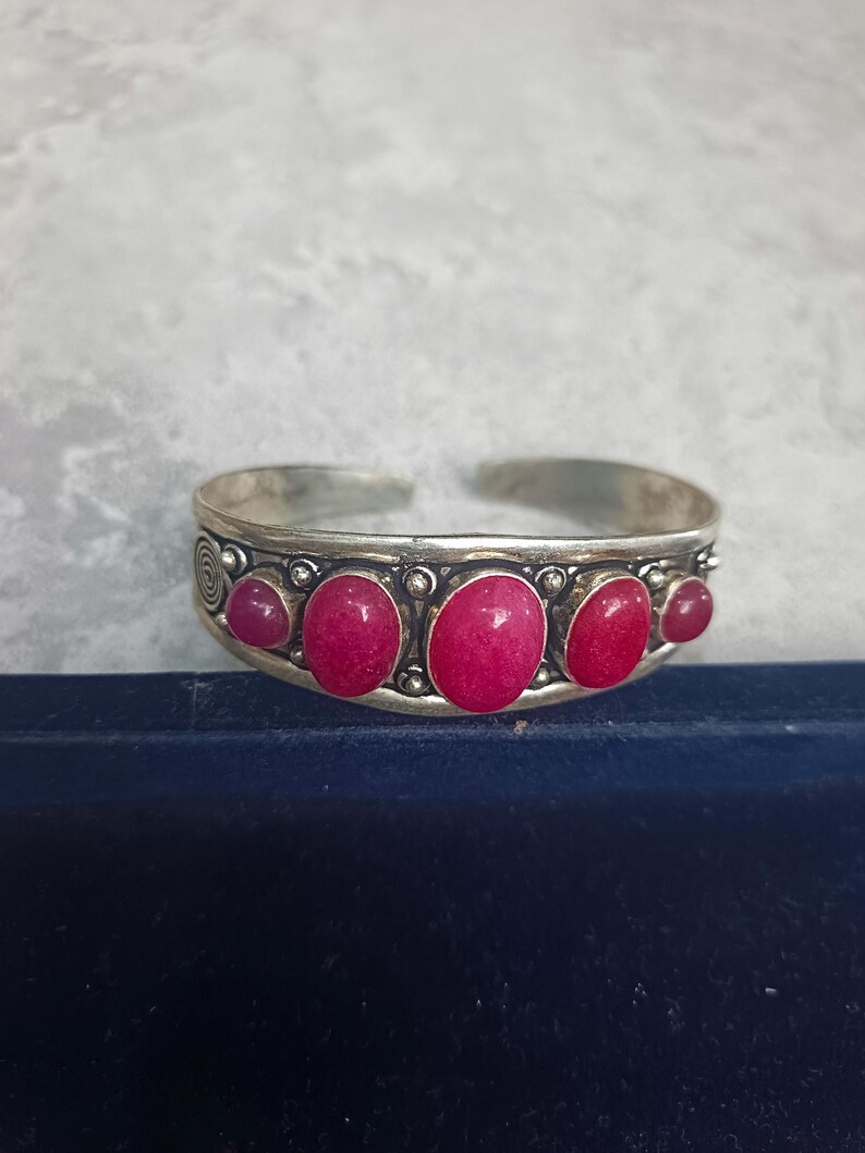 Natural RUBYSTONE Bangle, RUBYSTONE Cuff, Adjustable Bangle, Brass ...