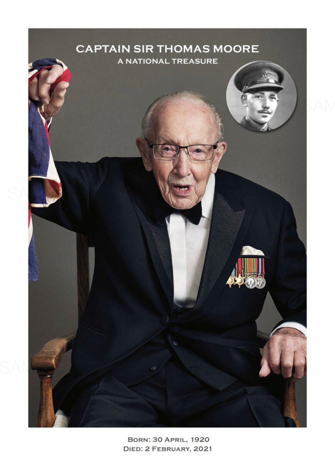 Captain Tom Moore Poster Wall Art Memorabilia Signed copy 17 A4 29.7 X ...