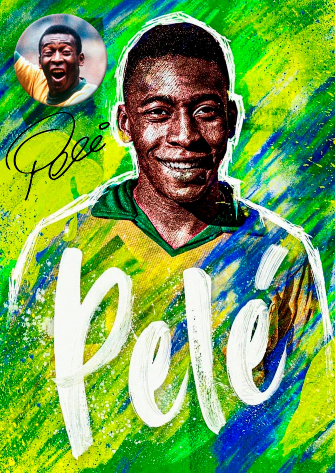 Pele Poster Pele Football Memorabilia Art Signed COPY Pele Wall Art 6 ...